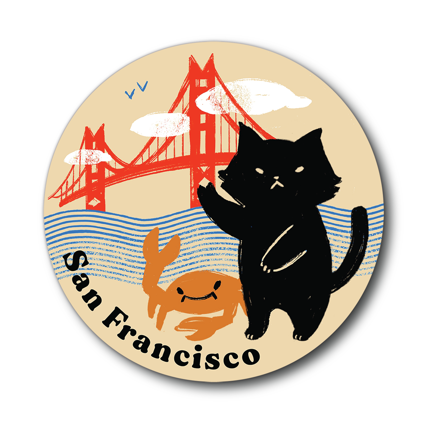 SF/ Crabby Cat Vinyl Sticker – Yanchako