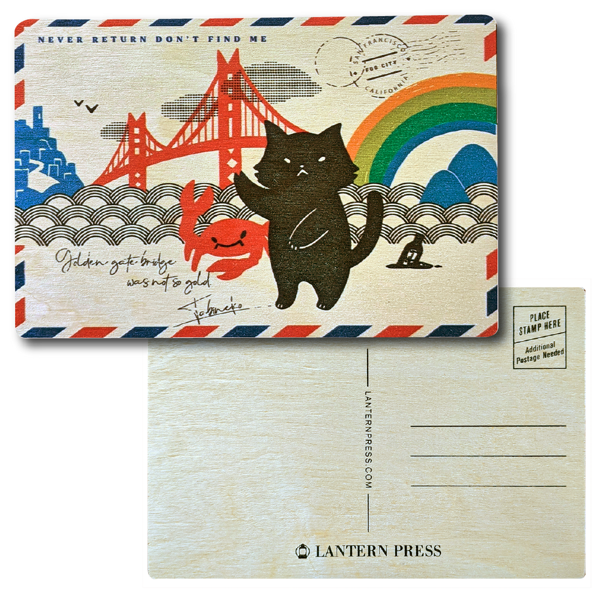 SF/ Crabby Cat Wood Postcard – Yanchako